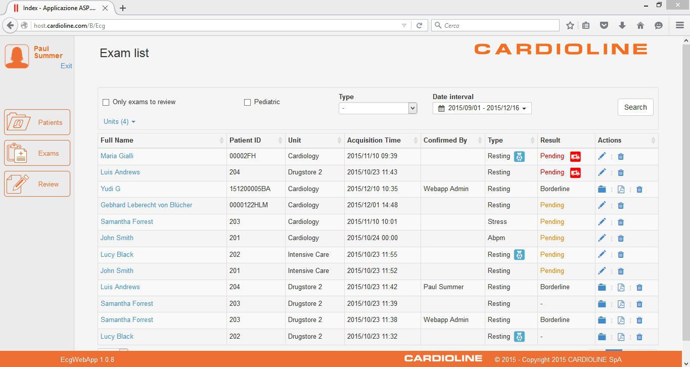 Medizinische Web-Anwendung - WebApp PRIVATE - Cardioline - fur ...