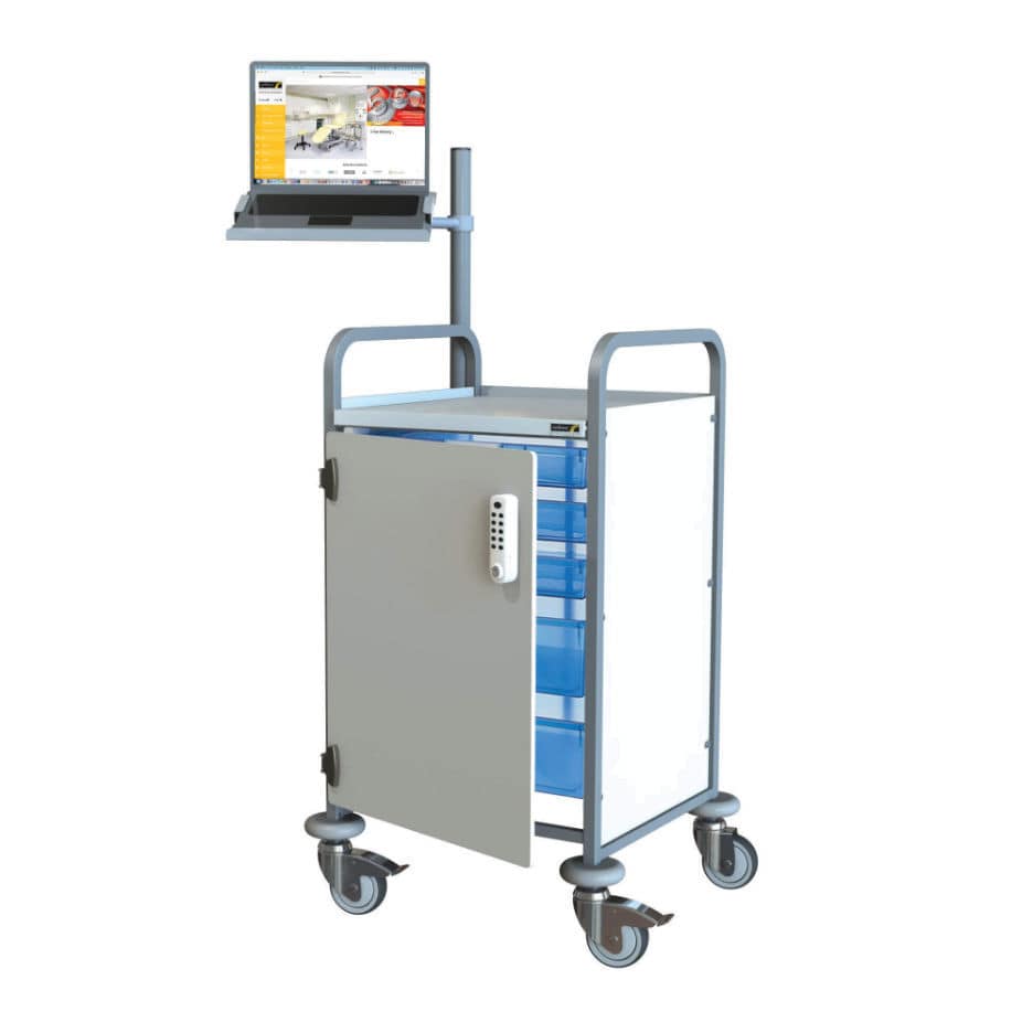 Mobiler Computerwagen - Sun-KSS2 - Sunflower Medical - gesichert